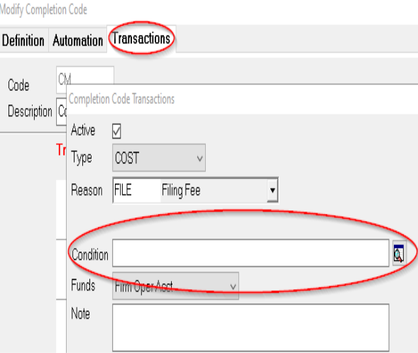 Conditional Transactions on Completion Codes